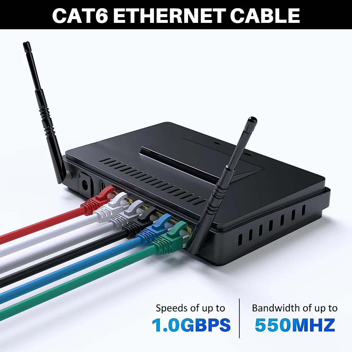 Cat 6 Ethernet Cable 100 FT, Long High Speed Cat6 Internet Cable, White Snagless Patch Cord, Flexible, Network, LAN, PoE, Standard RJ45 Connector for PC, Server, Router, Modem, TV, PS5 - with 15 Ties