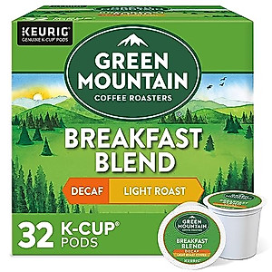 Green Mountain Coffee Roasters Decaf Breakfast Blend , Single-Serve Keurig K-Cup Pods, Light Roast Coffee, 32 Count