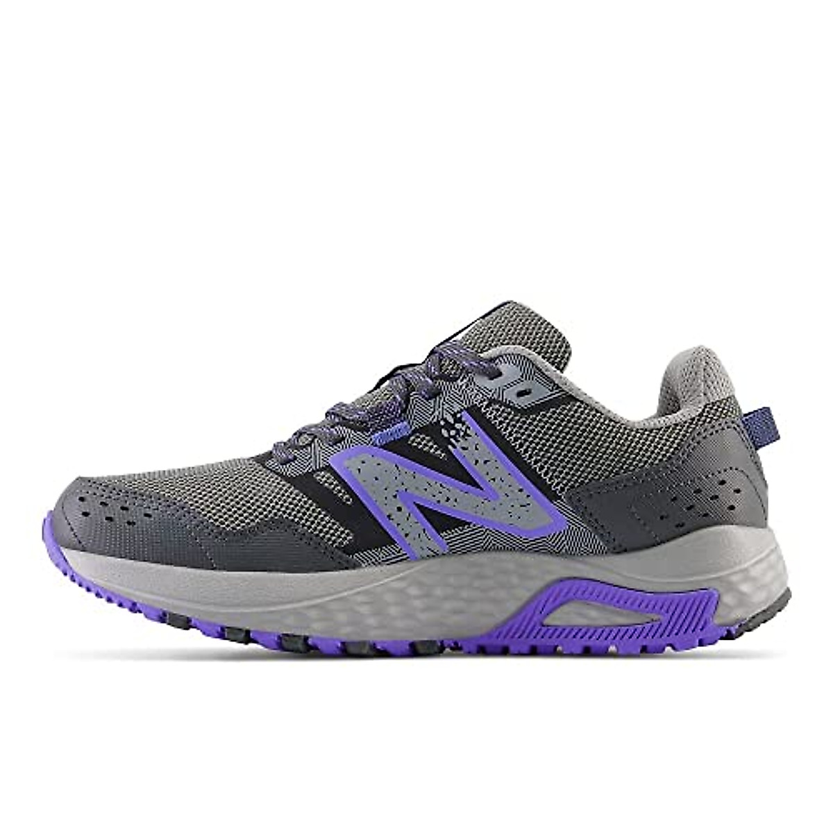 New Balance Women's 410 V8 Trail Running Shoe, Shadow Grey/Electric Indigo/Black, 11 Wide