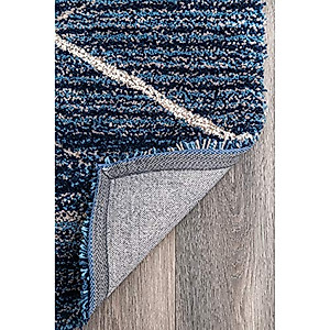 nuLOOM Hand Tufted Trellis Vito Shag Area Rug, 7' 6" x 9' 6", Blue