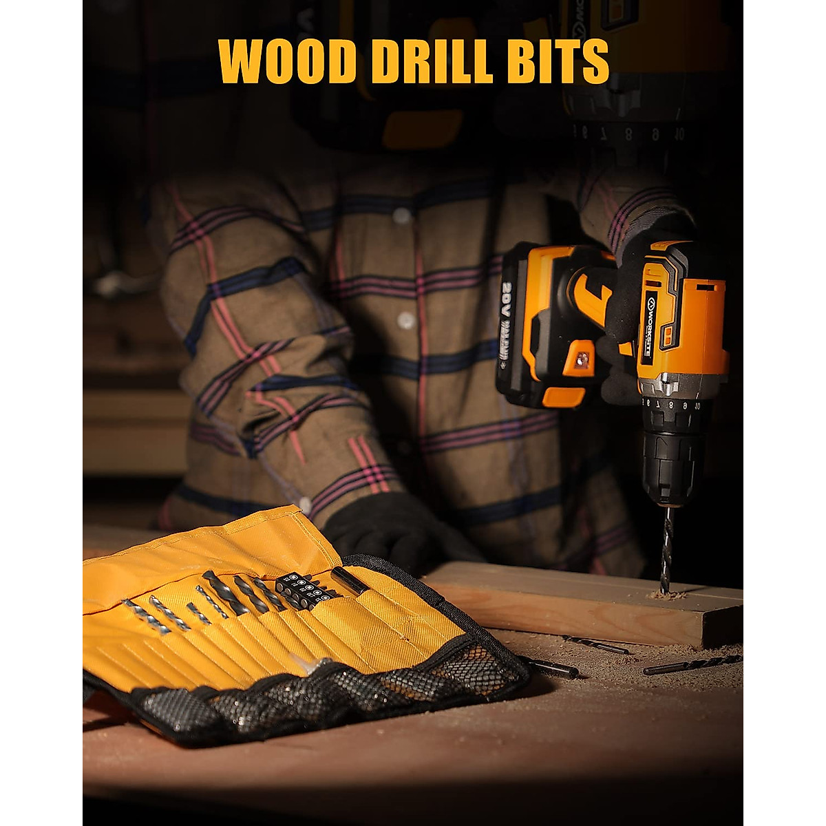 WORKSITE 102PCS Drill Bits Set and Screwdriver Bits for Metal, Wood, Masonry, Drilling and Driving Accessories with Screws, Anchors and Roll Tool Pouch