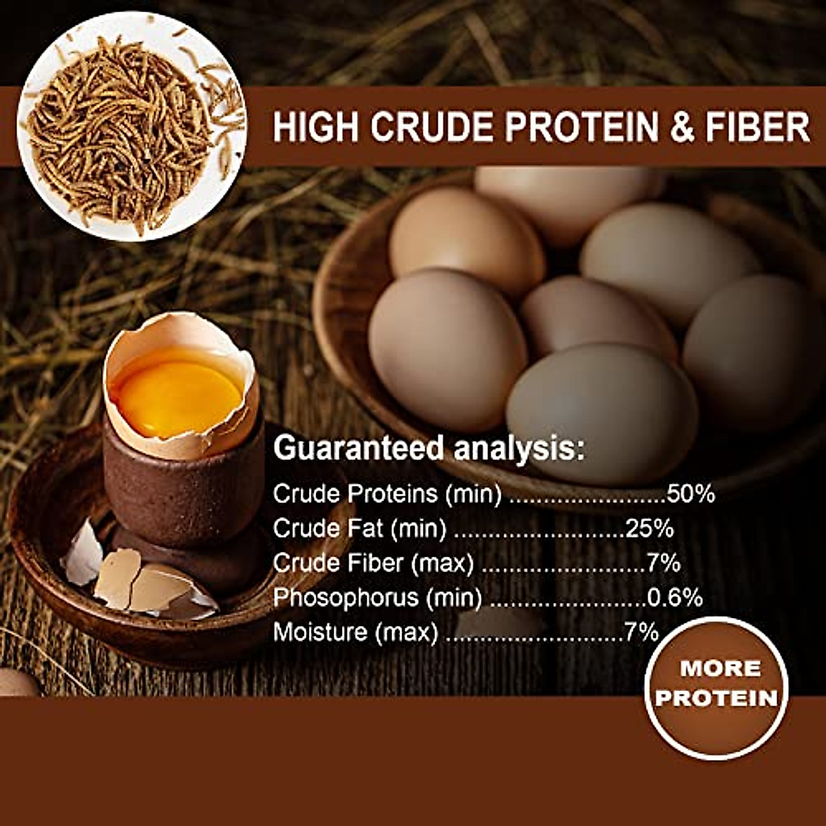 Euchirus Non-GMO High-Protein Large Dried Mealworms for Chickens, Natural Grubs and Poultry Treats as Chicken Feed,Duck Food, Wild Birds Seed,Fish Food,Reptile Food,Amphibian Food(Mealworms-5LB)