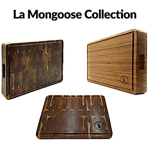 Acacia 17 x 13 x 2” Extra-Large End Grain Cutting Board with Juice Groove & Hand Grips Luxury Fancy XL Thick Reversible Dark Wood Butcher Block Chopping Carving Serving Platter Tray Birthday Gift Idea