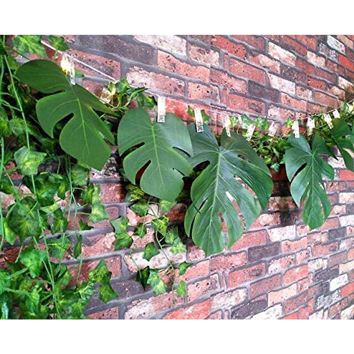 84FT Artificial Vines with Leaves Fake Ivy Foliage Flowers Hanging Garland 12PCS Individual Strands Plus 12PCS Faux Monstera Tropical Palm Leaves,Home Party Wall Garden Wedding Decors Indoor Outdoor