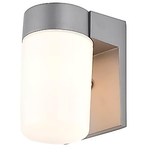 Nuvo Lighting SF77/136 Utility Fixture Die Cast Aluminum Durable Outdoor Wall Mount Porch and Patio Light with White Glass Cylinder, Satin Aluminum