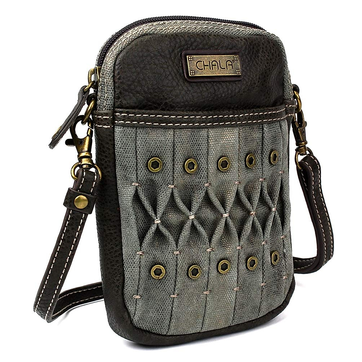 Chala Cell Phone Crossbody Purse - Handbag with Adjustable Strap (Olive_ 609 Sunflower)