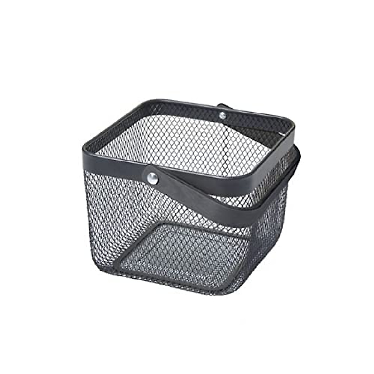 Nifty Solutions Small Mesh Basket with Folding Handles – Modern Metal Black Design, Rectangular Steel Construction, Home Storage Bin, Shelf, Cabinet & Closet Organizer, (7740SB-BLK)