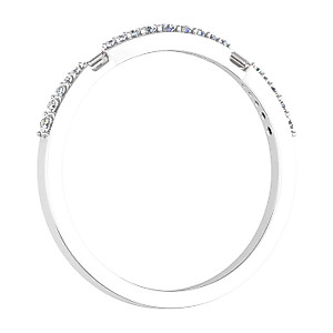 Round and Baguette Shape Diamond Wedding Band Ring in 10K White Gold (0.12 cttw) (Ring Size 8.75)