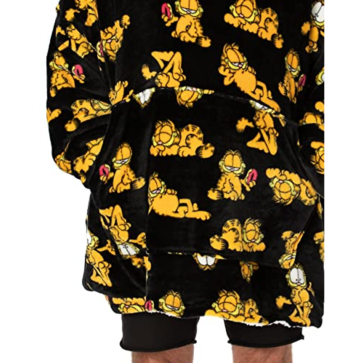 Garfield Oversized Blanket Hoodie Adults Mens Womens Wearable Fleece One Size Black
