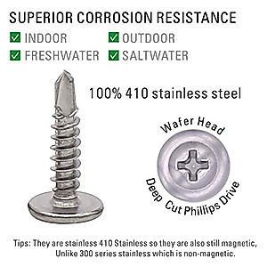 L-A #8 x 1-1/4" 410 Stainless Steel Wafer Head Phillips Self Drilling Screws Sheet Metal Tek Screws, Modified Truss Head Self Driller (50 Pcs;4.2 x 32mm)