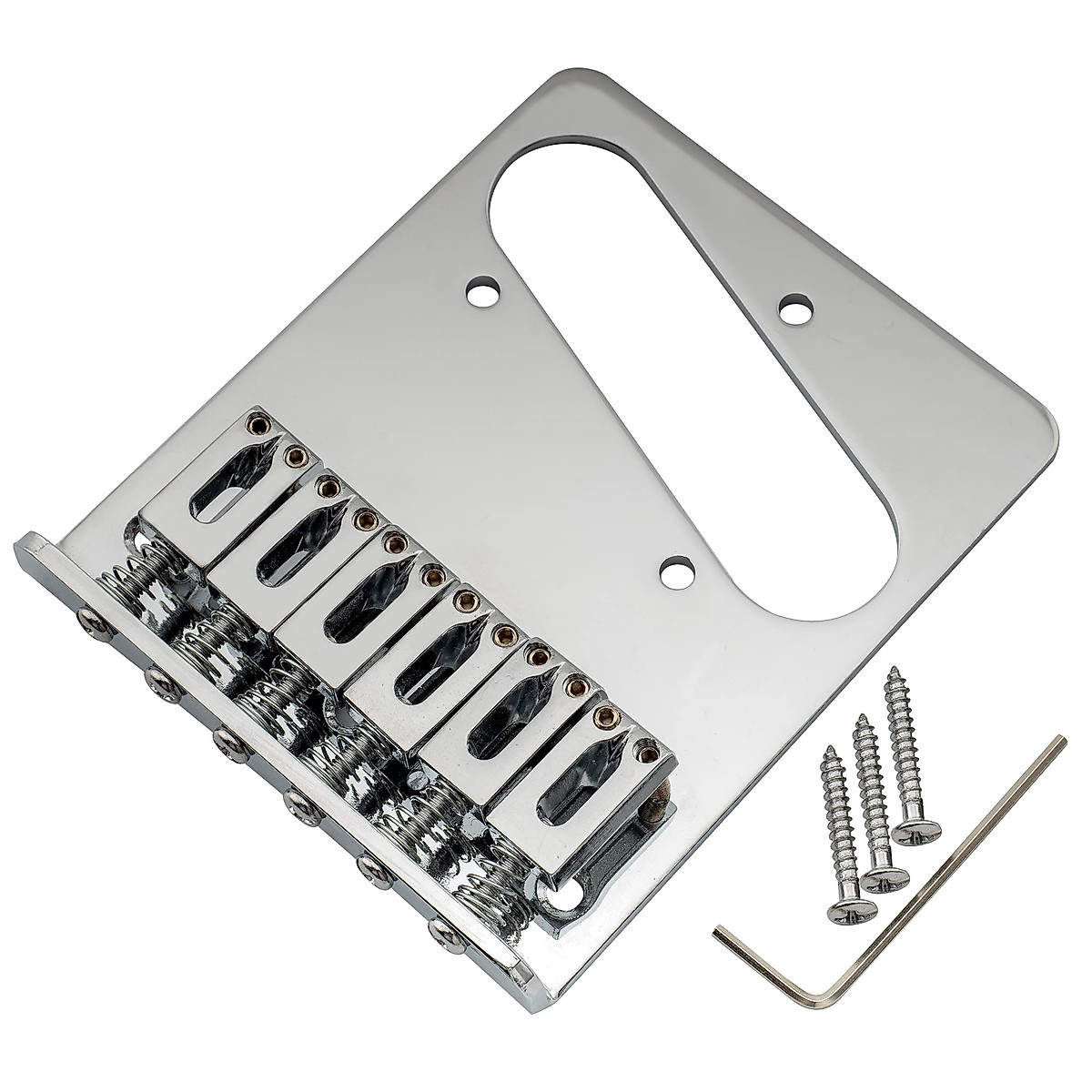 Musiclily Modern Guitar Telecaster Bridge Assembly with 6 Saddles for Fender Tele Style Electric Guitar Replacement, Chrome