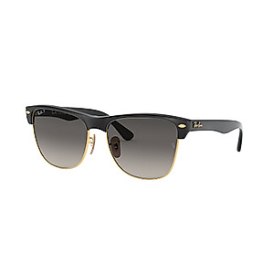 Ray-Ban RB4175 Clubmaster Oversized Square Sunglasses, Demi Gloss Black/Polarized Grey Gradient Dark Grey, 57 mm