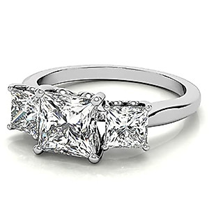 10K Solid White Gold Handmade Engagement Ring, 3 CT Princess Cut Moissanite Diamond Solitaire Bridal/Wedding Ring for Women/Her, Minimalist Ring Anniversary Ring For Gifts (11)