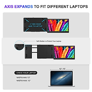 CIDETTY P1 Plus 13.3" Portable Monitor for Laptop, 2021 New Full HD IPS 1080P Display Laptop Screen Extender, Dual Laptop Monitor Screen for 13.3"-16.5" Laptops/PS5/Switch (Dual Monitor)