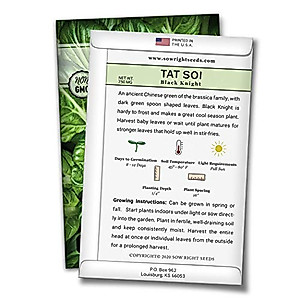 Sow Right Seeds - Black Knight Tat SOI Mustard Greens Seed for Planting - Tasty and Nutritious Asian Greens to Grow - Non-GMO Heirloom Packet with Instructions to Plant a Home Vegetable Garden