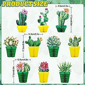 Whaline 10Pcs Cactus Honeycomb Centerpiece Potted Succulent Paper Table Topper Rustic Bloom Theme Summer Party Table Decoration for Birthday Hawaiian Luau Baby Shower Photography