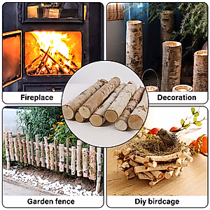 Sancodee 12 Pcs 16" Large White Birch Logs for Faux Fireplace Filler Decorative, Unfinished Wood for DIY Crafts, Wood Branches for Outdoor Indoor Electric Gas Mock Fireplace, Firebowl, Fire Pits