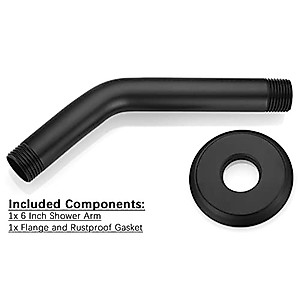 Anpean 6 Inch Shower Arm with Flange, Wall Mounted Rain Shower Head Extension Arm, Matte Black