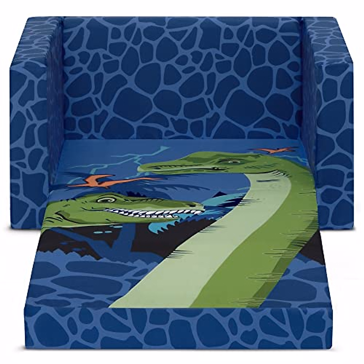 Delta Children Dinosaur Cozee Flip-Out Chair For Relaxing- 2-in-1 Convertible Lightweight,Portable Chair to Lounger for Toddlers & Kids