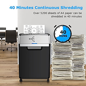 BONSEN Heavy Duty Paper Shredder, 24-Sheet Cross-Cut Shredder, 40-Min Continuous Running Time, Commercial Grade Shredder for Office, 9-Gallon Big Basket, 55dB Super Quiet, P-4 High Security (S3105)