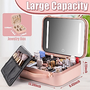 Extrei Gent Makeup Travel Lighted Case with Large LED Light Mirror Coetic Bag Organizer Professional Adjustable Divider Storage, Waterproof Portable Make up Train Box Accessories And Tools Case