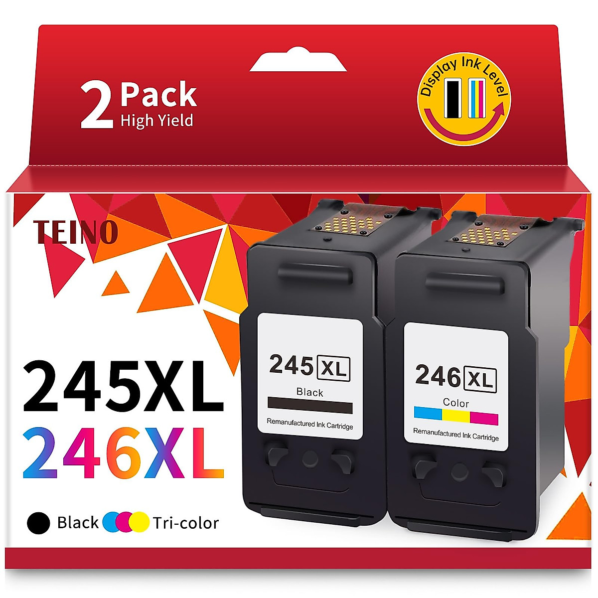 TEINO 245XL Ink Cartridge Compatible Ink Cartridge Replacement for Canon 245XL 246XL Combo Pack for PIXMA MX490 MX492 MG2522 MG2520 MG2922 TS3122 Printer Canon PG 245 and CL 246 (Black Tri-Color)