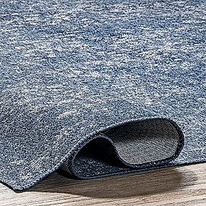 nuLOOM Elspeth Casual Faded Machine Washable Area Rug, 4x6, Navy