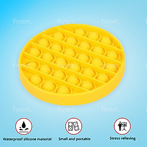 RadBizz Push Pop Bubble Fidget Sensory Toy - for Autism, Stress, Anxiety - Kids and Adults (Yellow)