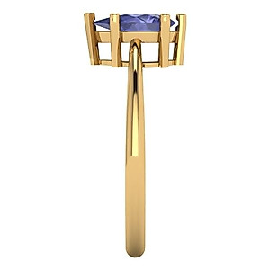 Clara Pucci 1.0 ct Pear Cut Solitaire Simulated Tanzanite Engagement Wedding Bridal Promise Anniversary Ring 18K Yellow Gold Size 7.5