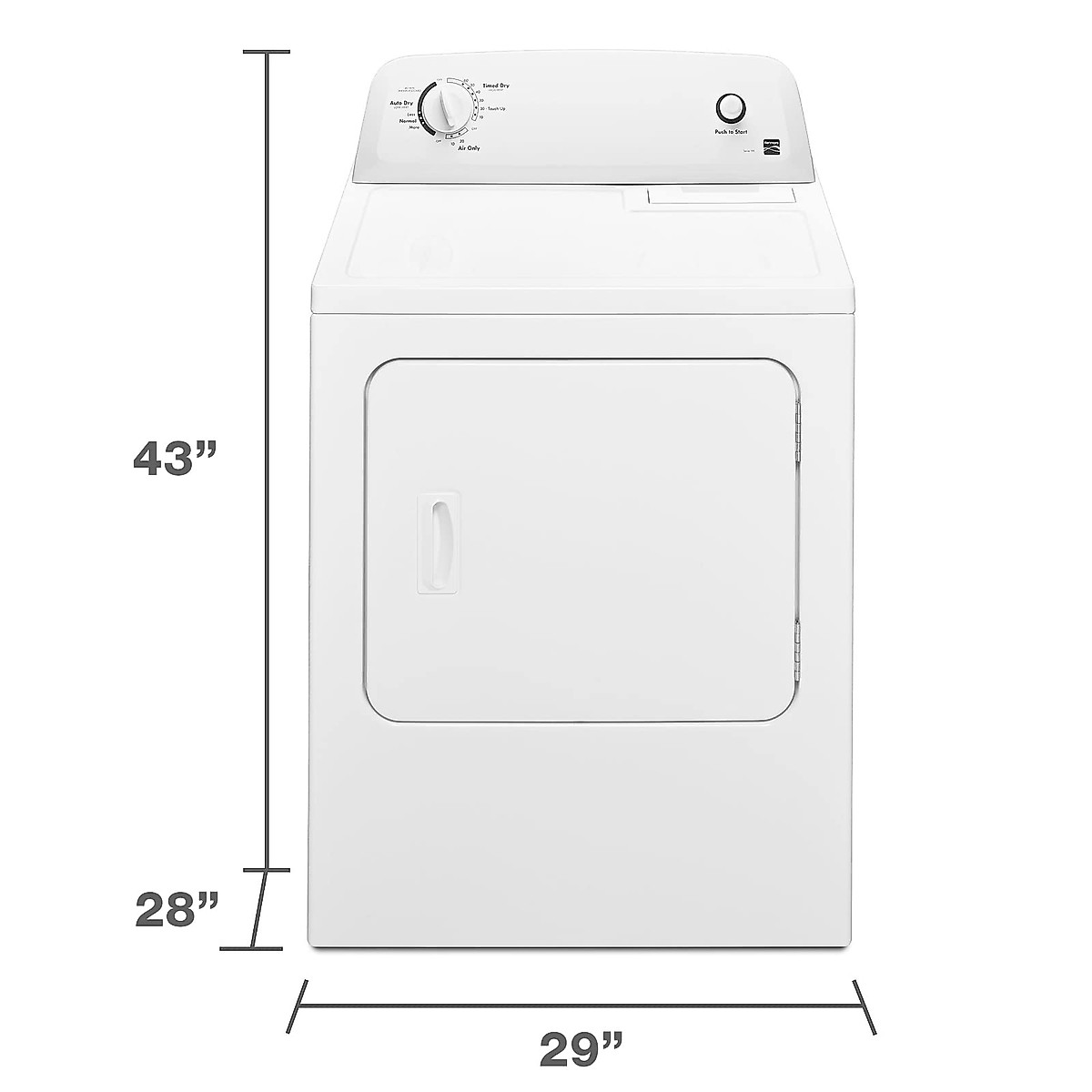 Kenmore Gas Dryer with Wrinkle Guard and Auto Dry Gas Laundry Drying Machine, 6.5 cu. Ft. Capacity White