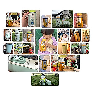 Elfzone Portable Baby Bottle Warmer - 40-50 Degrees Adjustable - Smart Travel Bottle Heater for Breastmilk Milk Water, Fast Milk Warmer for Baby, Blue, 40-50℃ Adjustable