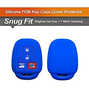 EYANBIS Silicone Key Fob Cover Fit for Toyota Camry SE LE Avalon Corolla RAV4 Venza Highlander Sequoia Scion HYQ12BDM | Car Accessories | Remote Key Protection Case - Black & Blue