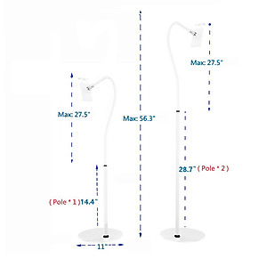 Gooseneck Tablet Stand Cell Phone Stand with Stable Base Adjustable 360 Degree Rotating Floor Stand for iPad Within 4-12.9 inches