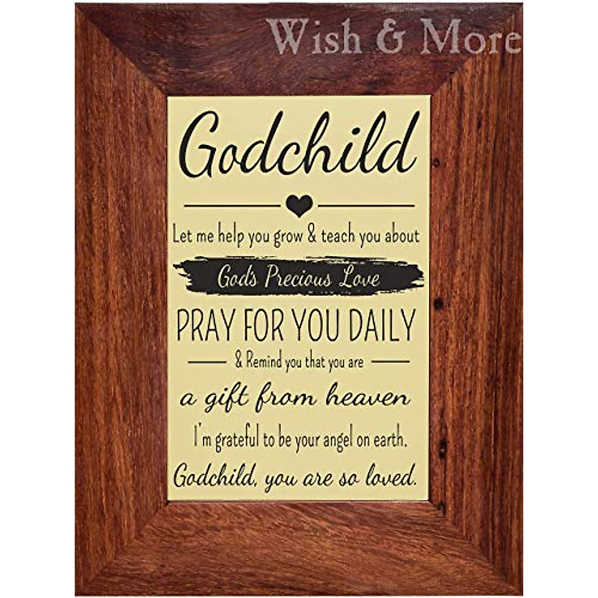 Christening Baptism Gift - Prayer Bible Verse Engraved on Framed Brass Gold Metal Plate, Spiritual Goddaughter Godson Godchild Gift - Christening Keepsake Holy Spirit