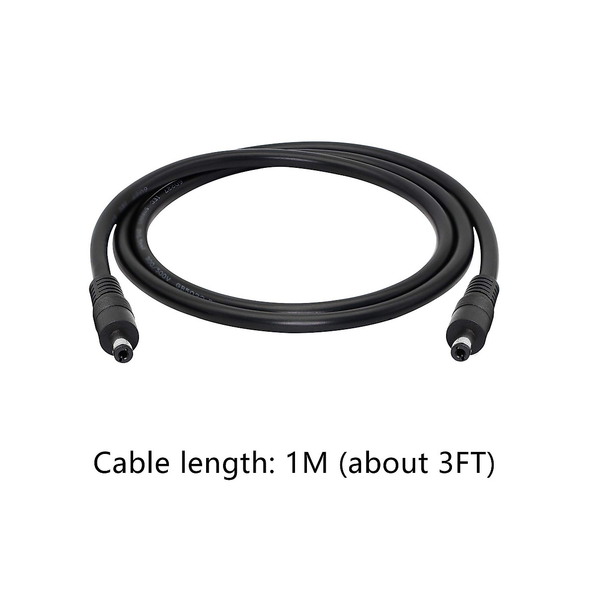 GINTOOYUN DC to DC Cable,3FT 18AWG DC 5.5MM x 2.1MM Male to Male Plug Power Adapter Cable for LED, CCTV, Car, Monitors,etc(2 Pcs)