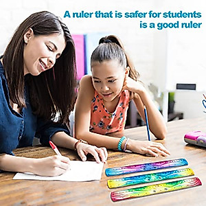 3 PCS Ruler 12 inch Rulers for Students Soft Bendable with Inches and Metric Colorful Tie-Dye Color for Schools/Homes/Offices/Students(Color Sent Randomly)