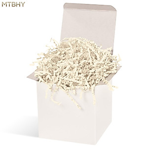 MTBHY Paper Shred Filler - 1/2LB Ivory Crinkle paper filler, Crinkle Cut for Gift Wrapping, Basket Filling, Birthdays, Weddings, Anniversaries, Valentines Day, and other occasions