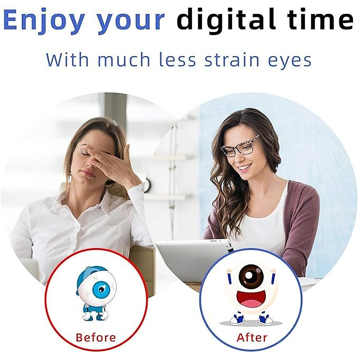 WINTOO Anti Blue Light Glasses for Women Men -5 Pair Blue Light Blocking Glasses, UV400 Anti-Glare Computer Glasses Women, Blue Light Reading Glasses for Women for Gaming TV Phone Screen Square Frame