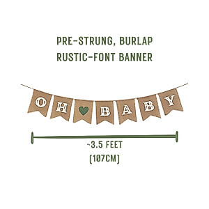 Gender Neutral Baby Shower Decorations & Decor Set: Oh Baby Burlap Banner, Sage Green, Nude & Confetti Balloons - Ideal for Boy, Girl Reveal Party & Welcome Baby Sign Garland Backdrop Decoration
