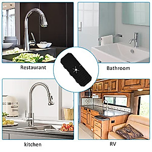 DIVIVID Silicone Faucet Handle Drip Catcher Tray, Faucet Mat for Kitchen Sink Splash Guard Behind Faucet for or Bathroom Farmhouse Bar Countertop RV(Black), 14.6x5.9x0.2