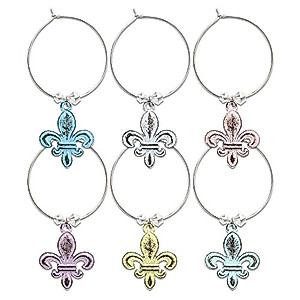 Epic Products 83-113 Vintage Fleur De Lis My Glass Charms (Set of 6), Multicolor
