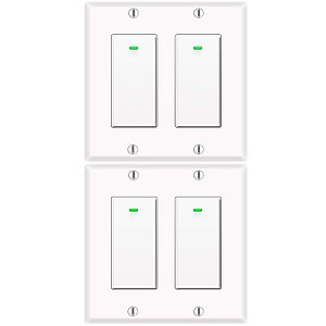 Alexa Light Switch, Double Smart WiFi Light Switches, Smart Switch 2 Gang Compatible with Alexa and Google Home, Neutral Wire Needed, with Remote Control, Timing Schedule, No hub Required (4Pack)