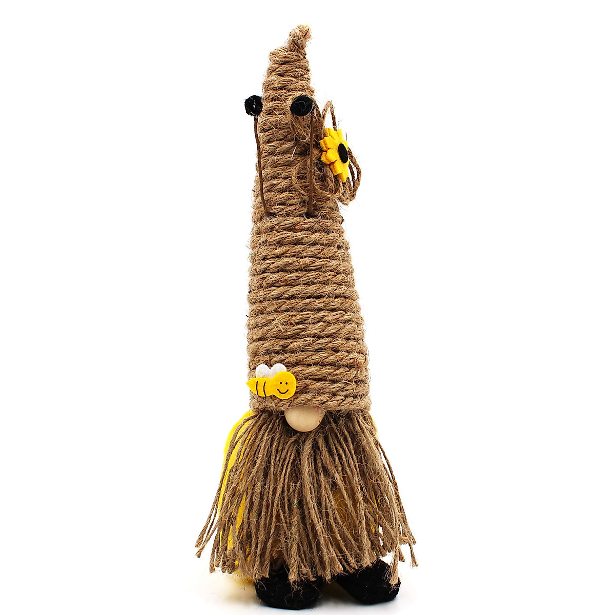 MeraVic Bumblebee Gnome with Beehive Hat - Adorable 10.5” Bee Gnome Plush with Brown Rope Beard & Sunflower Design - Spring & Summer Decorations Weighted Doll - Seasonal Home, Gift, & Farmhouse Decor