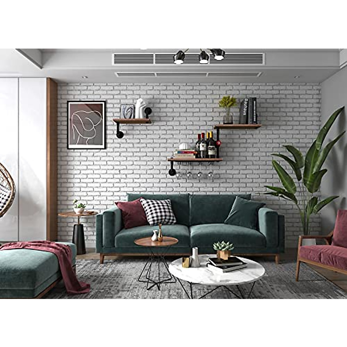 VEMEST 3 Tier Industrial Pipe Shelving Wall Mounted, Rustic Metal Storage Floating Shelves for Bedroom, Living Room, Bathroom, Farmhouse Kitchen Bar Shelving and Wall Shelf Unit Bookshelf.