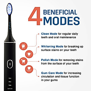SPARX Electric Toothbrush for Teeth Whitening, Gum Care, & Polishing, Light Therapy Technology for Whiter Teeth & Healthy Gums, Rechargeable, Black