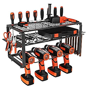 Kzeipio Power Tool Organizer, Drill Holder Wall Mount - Heavy Duty Garage Tool Organizers and Storage,Suitable Tool Rack for Tool Room, Workshop, Garage, Utility Storage Rack for Cordless Drill
