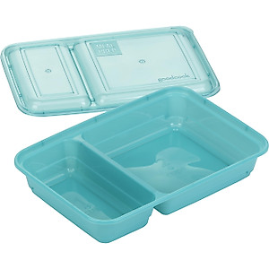 GoodCook Meal Prep Rectangle Two Compartment 60-Piece, Teal, Made without BPA