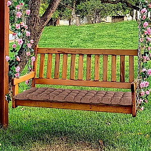 ELFJOY Lounge Chair Cushion Faux Linen Zero Gravity Chair Cushion with Ties Thick Padded Long Bench Cushion for Recliner Chaise Longue Sun Lounger Bench Porch Swing Coffee 63 Inch