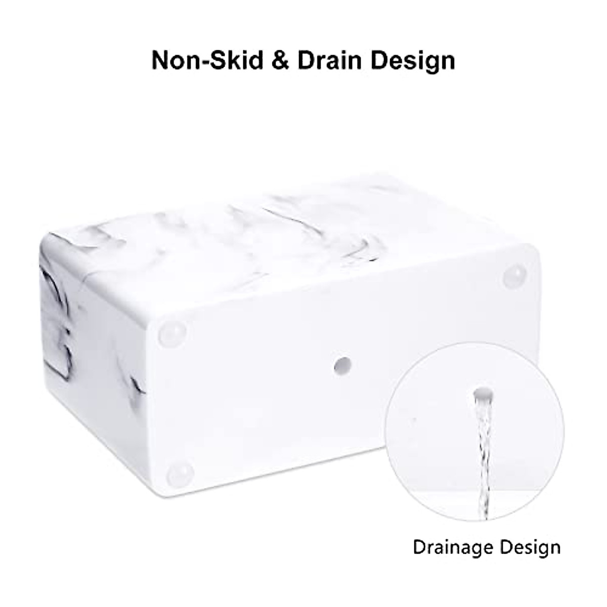 Mightree Bathroom Vanity Tray, 3-Slot Tooth Brush Holder Set of 2 for Bathroom, Resin Toilet Tank Tray, Marble Pattern Bathtub Tray Organizer, White