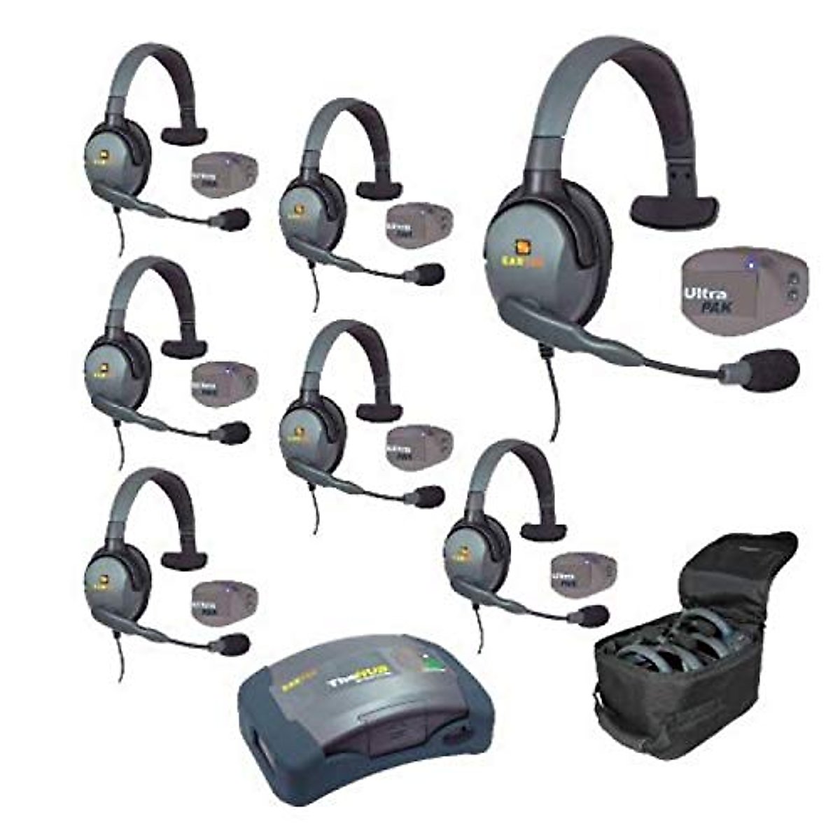 Eartec UPMX4GS7 7-Person Full Duplex Wireless Intercom with 7 UltraPAK and Max4G Single Headsets